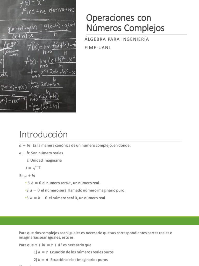 Operaciones Básicas con Números Complejos | PDF | Ecuaciones | Número complejo