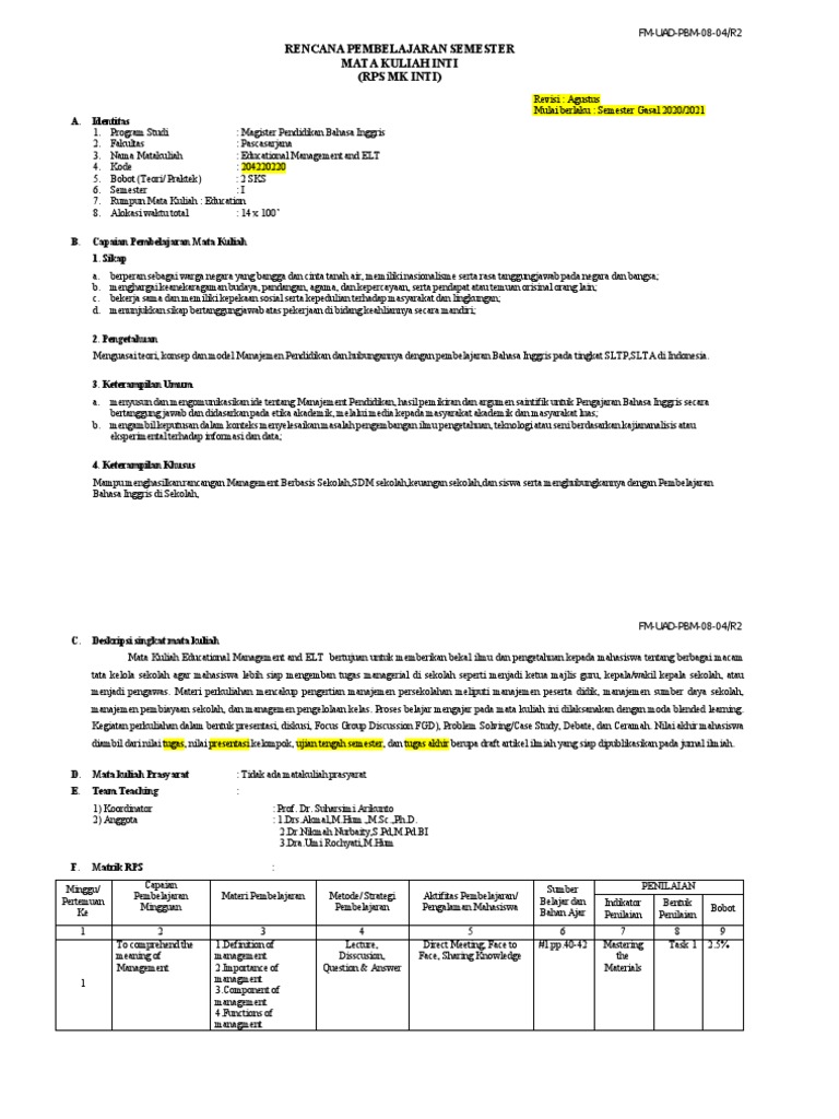 RPS Educational Management and ELT Update | PDF