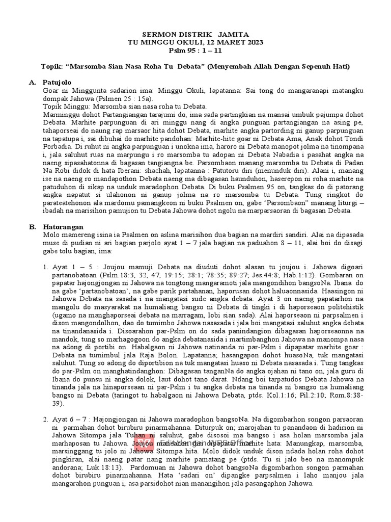 Marsomba Sian Nasa Roha Tu Debata | PDF