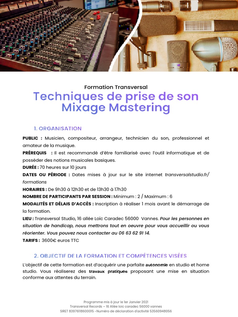 Formation Mixage et Mastering Audio | PDF | Reproduction et ...