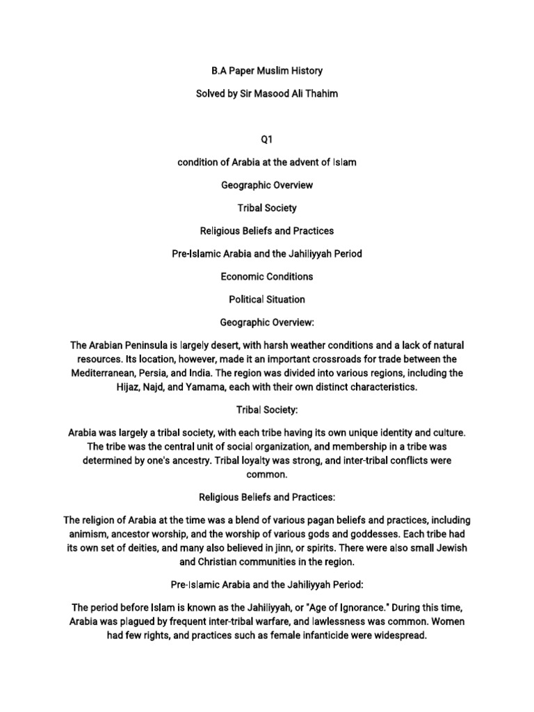 Arabia's Pre-Islamic Society and Battles | PDF | Muhammad | Medina