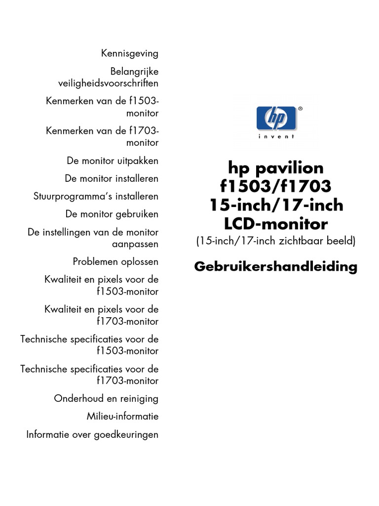 HP Pavilion f1503/f1703 15-Inch/17-Inch LCD-monitor ...