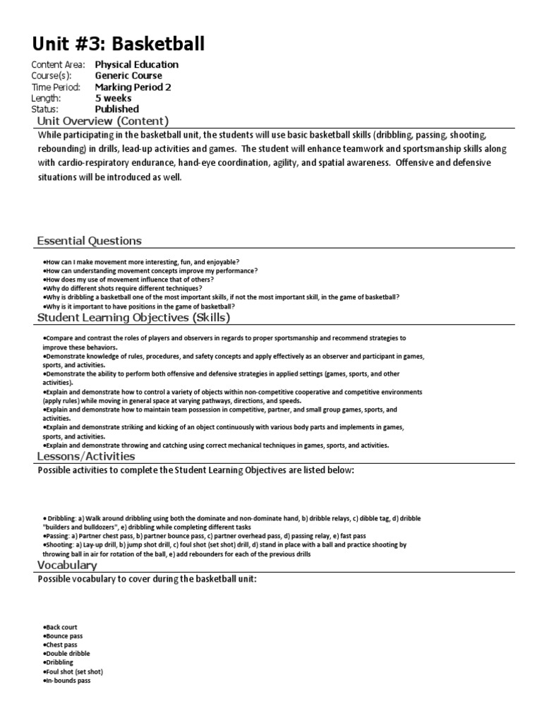 GR 5 PE Unit 3 | PDF | Educational Assessment | Cognitive Science