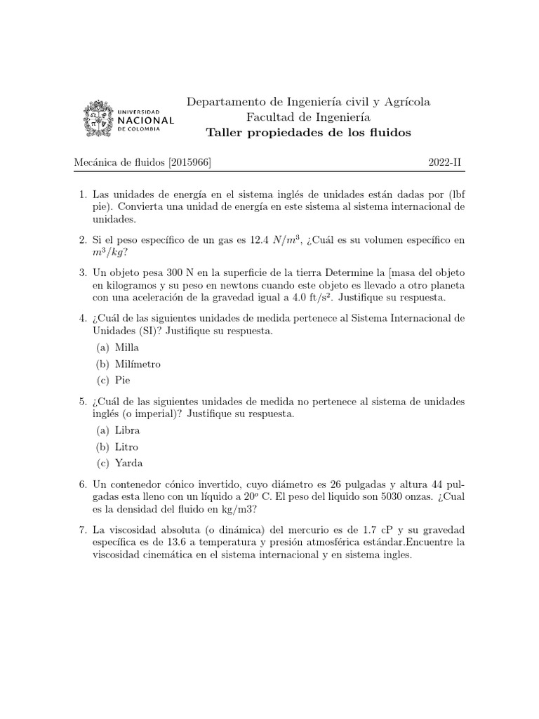 Ejercicios Mec Nica de Fluidos-3 | PDF | Viscosidad | Presión