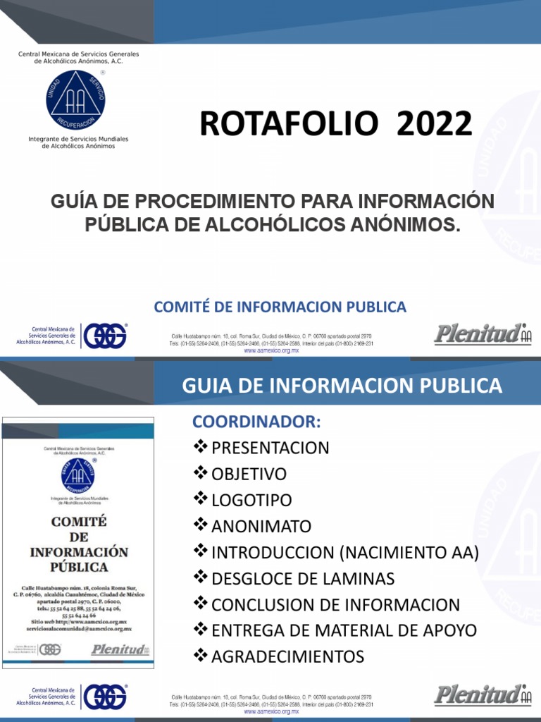 Rotafolio Ip 2022 Explicado | PDF | alcoholicos anonimos | Alcoholismo