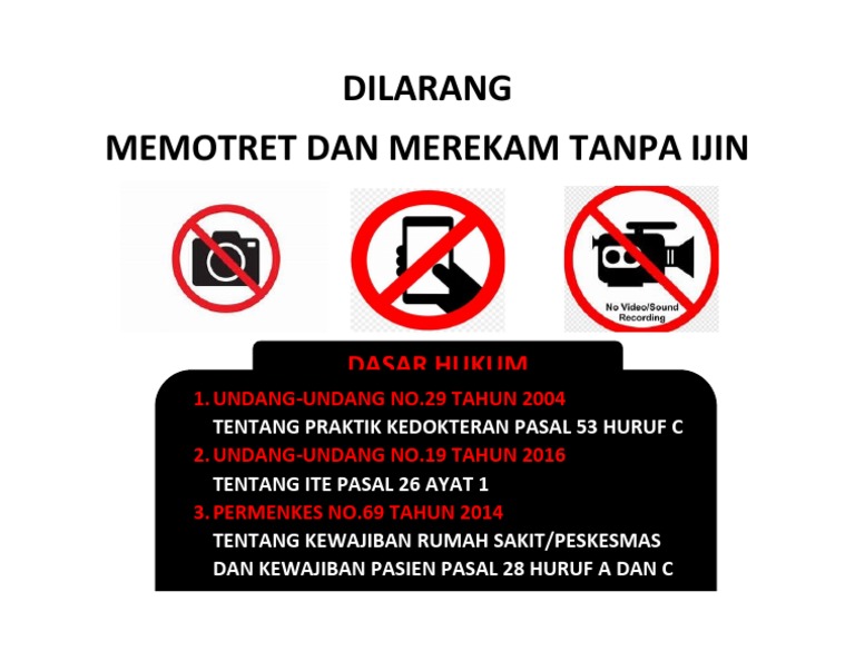 Larangan Memotret dan Merekam Tanpa Izin di Rumah Sakit | PDF