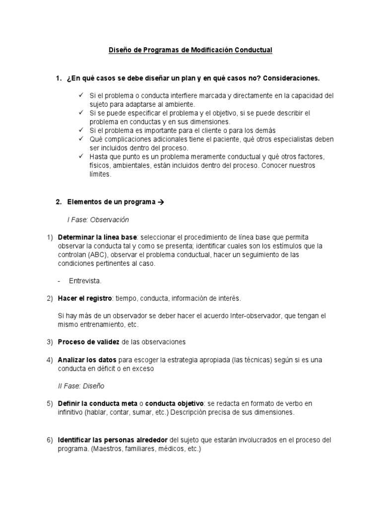 Diseño de Programas de Modificación Conductual | PDF | Comportamiento | Aprendizaje