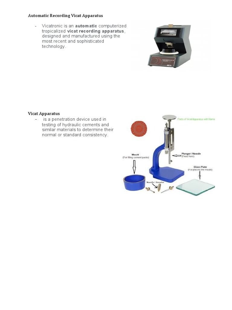 Automatic Recording Vicat Apparatus | PDF | Concrete | Cement