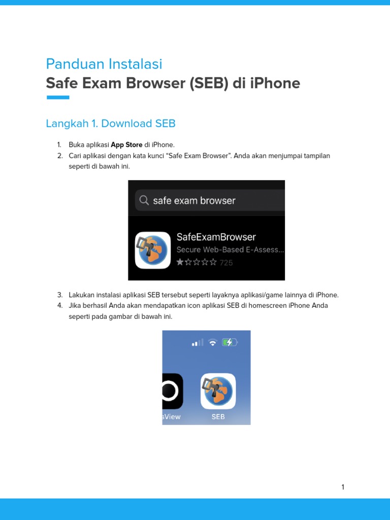 Safe Exam Browser (Seb) Di Iphone: Panduan Instalasi | PDF