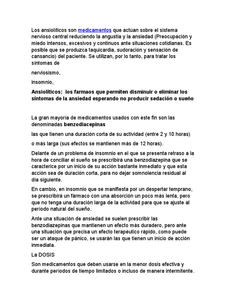 Ansiolíticos: Uso, Efectos y Alternativas | PDF | Antipsicótico ...