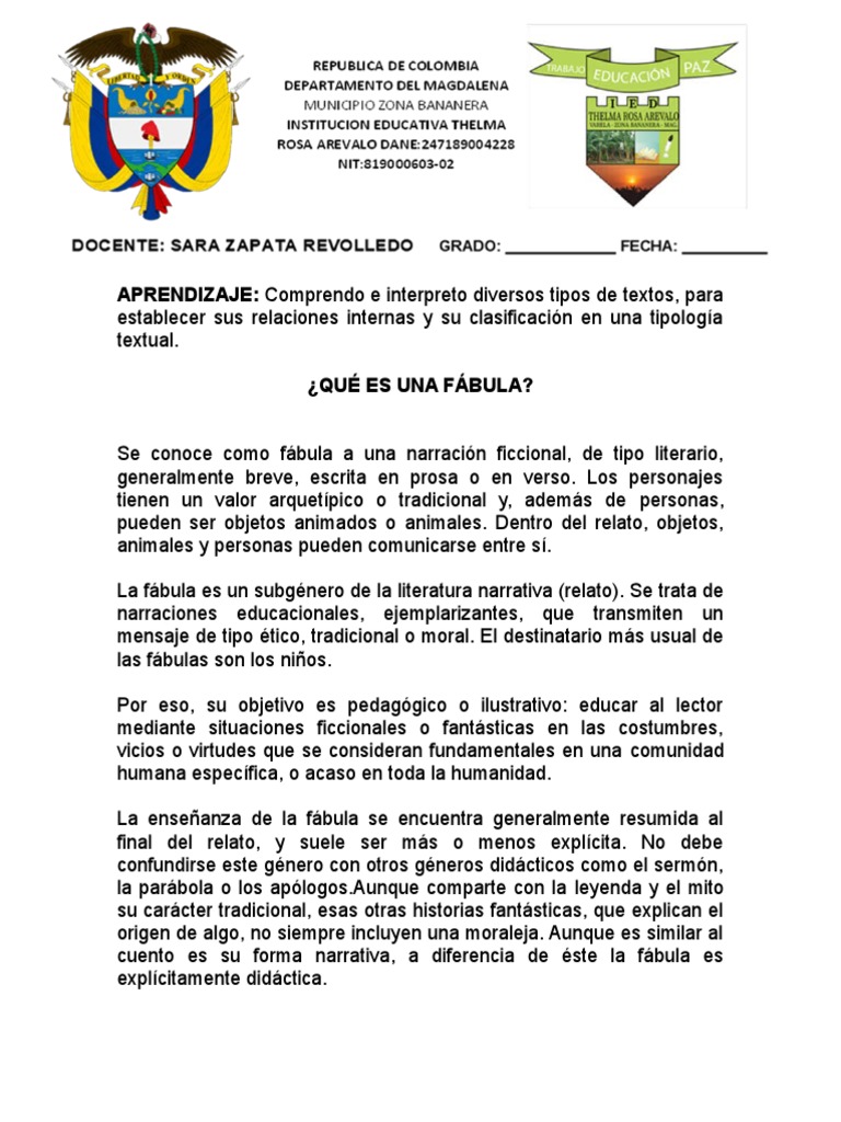 Características y Estructura de la Fábula | PDF | Fábula