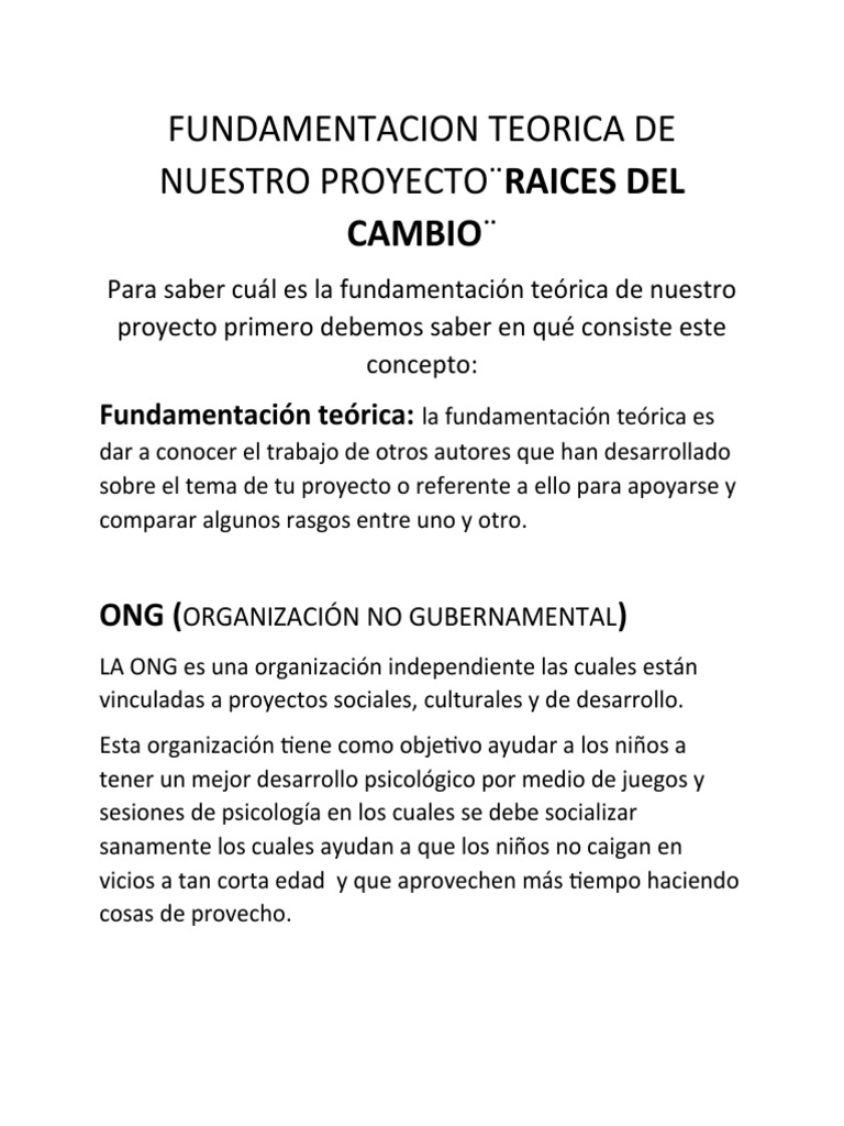FUNDAMENTACION TEORICA Del Proyecto | PDF FUNDAMENTACION TEORICA Del Proyecto | PDF