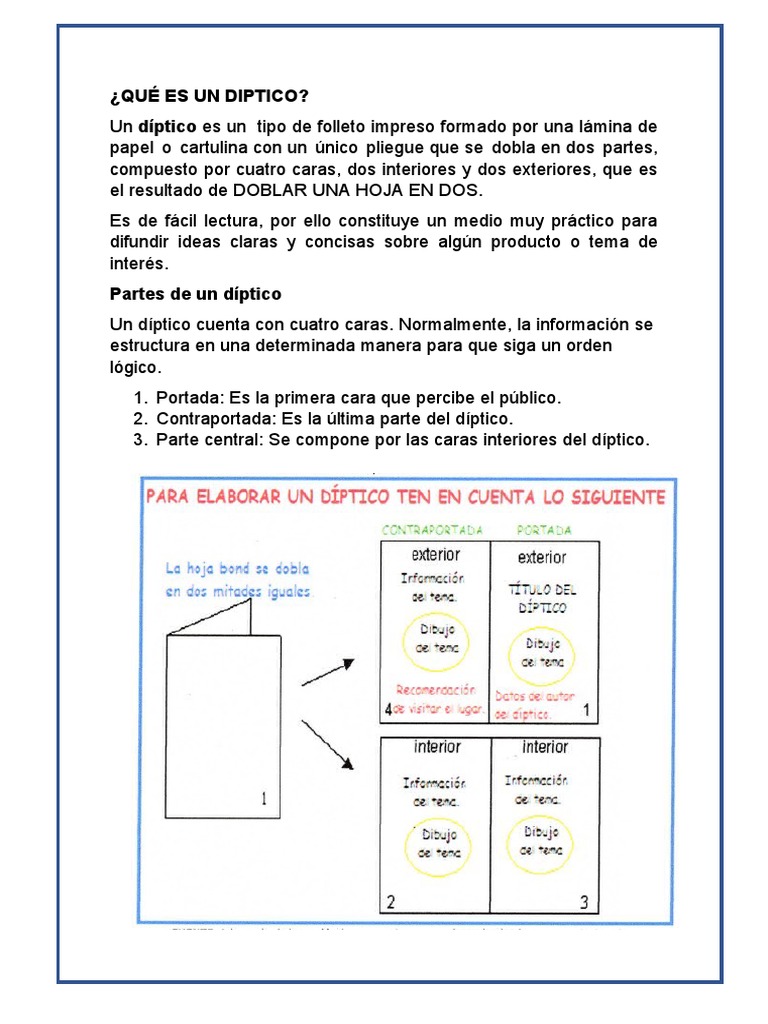 Qué es un díptico y cómo está estructurado | PDF