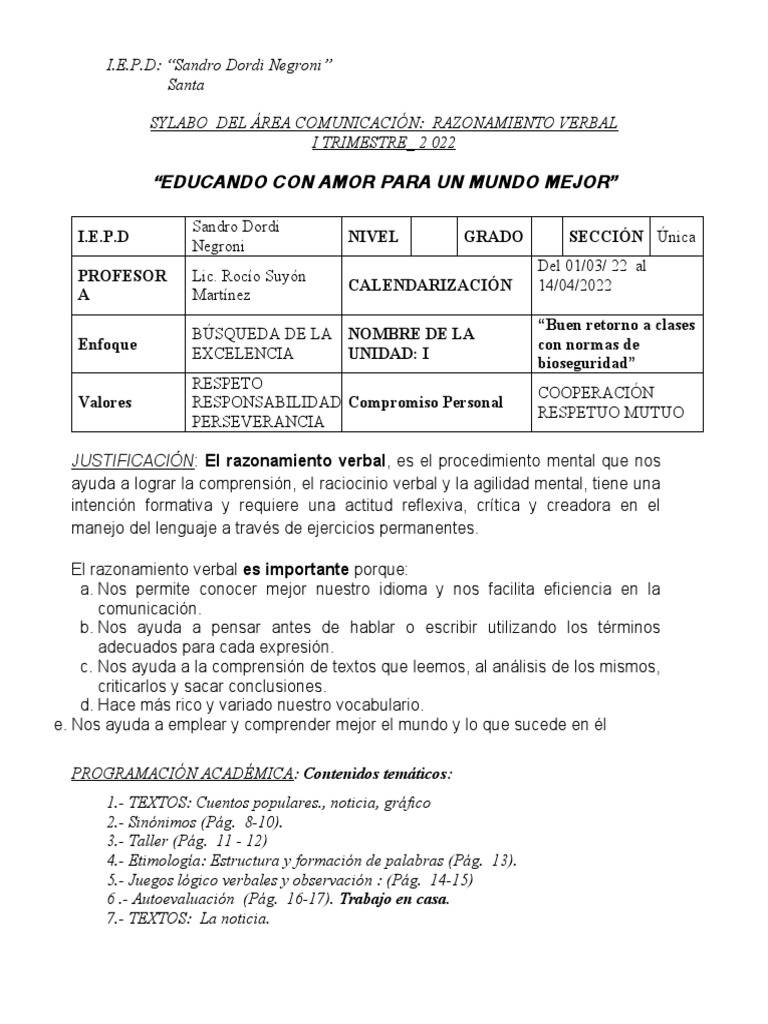 Educando Con Amor para Un Mundo Mejor | PDF | Plan de estudios | Lingüística