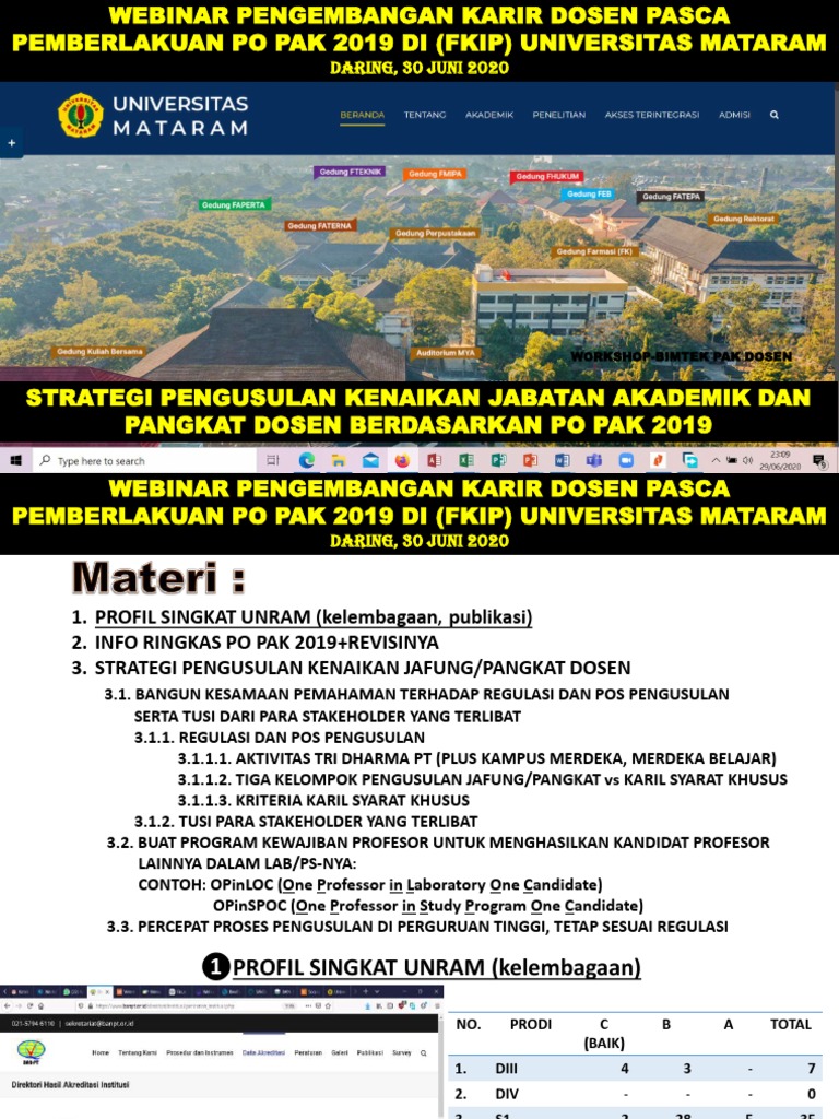 2020 - VCON UNRAM - STRATEGI PENGUSULAN JAFA-PANGKAT DOSEN PO PAK 2019 ...