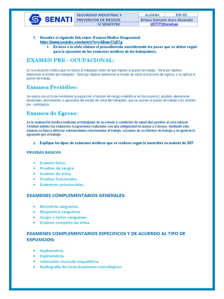 Exámen Médico Ocupacional Pdf