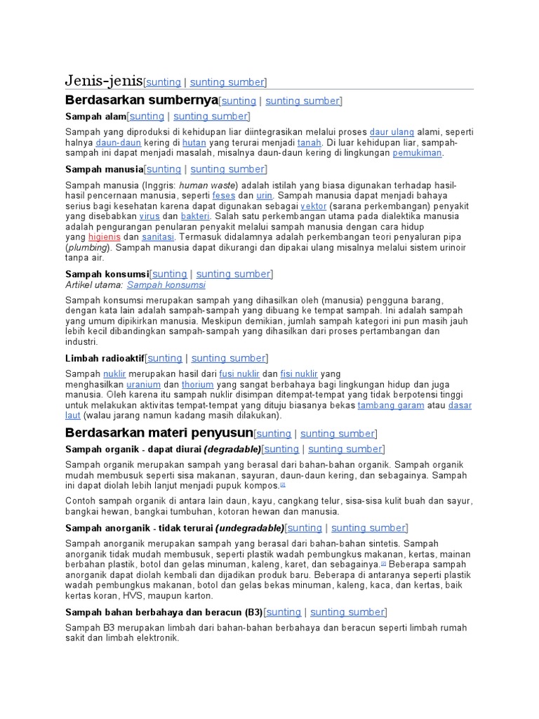 Jenis-jenis Sampah dan Karakteristiknya | PDF