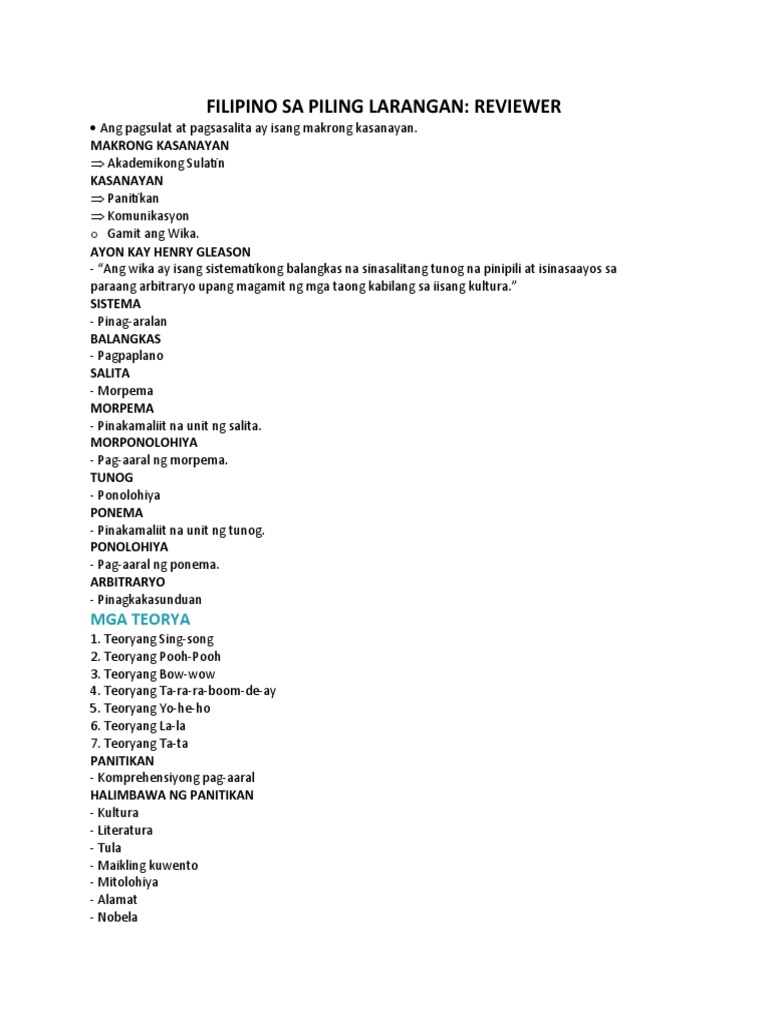 Filipino Sa Piling Larangan | PDF