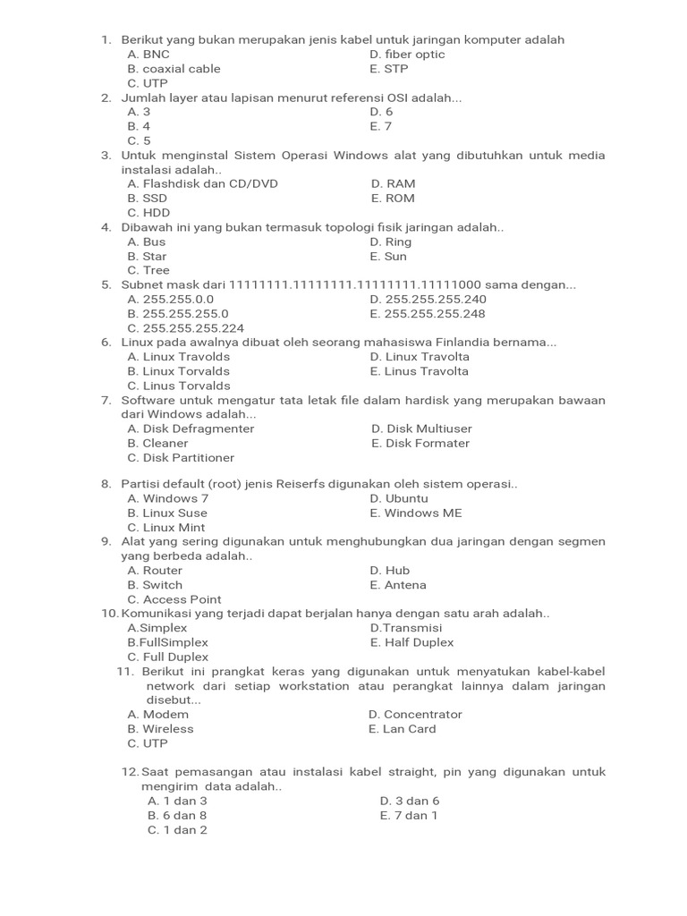 Kuis Jaringan Komputer | PDF