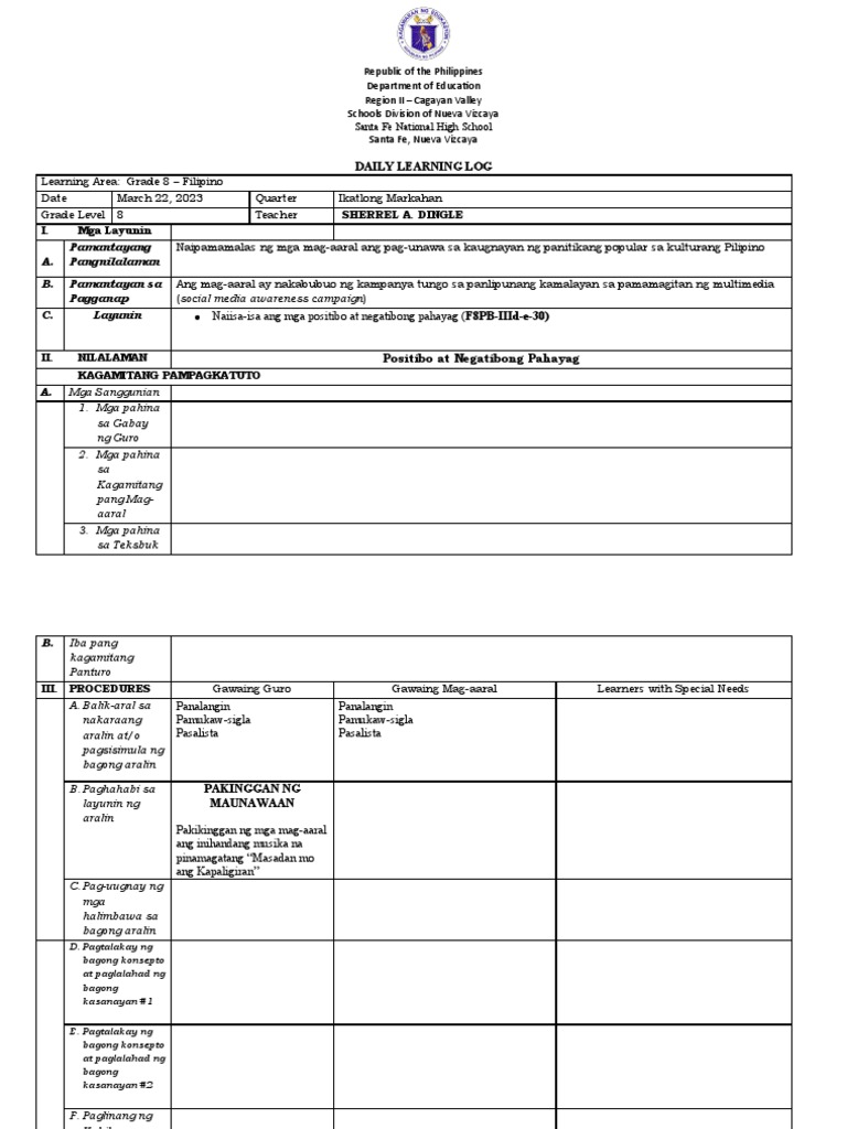 MY DLL COT1 Antas NG Wika | PDF