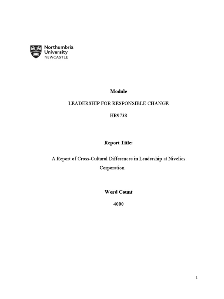 Leadership And Responsible Change Report PDF Leadership Cross