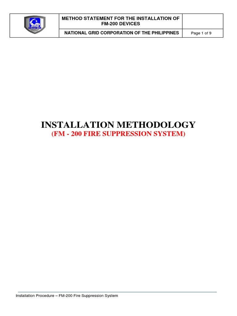 Installation Methodology: (FM - 200 Fire Suppression System) | PDF ...