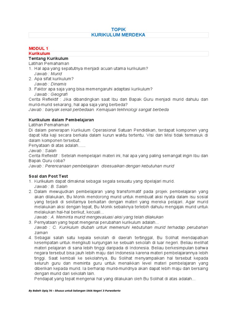 Materi PMM Topik Kurikulum Merdeka-1 | PDF
