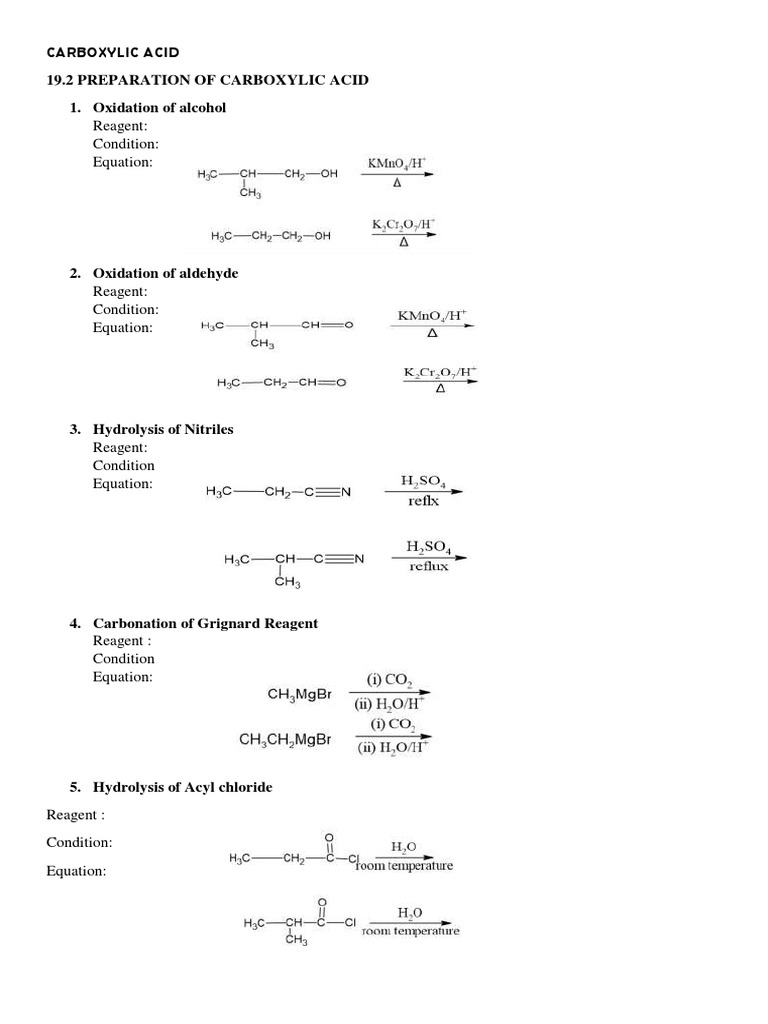 CARBOXYLIC ACID Preparation | PDF