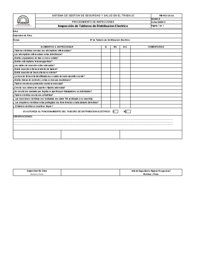 Inspección De Tableros Eléctricos Pdf