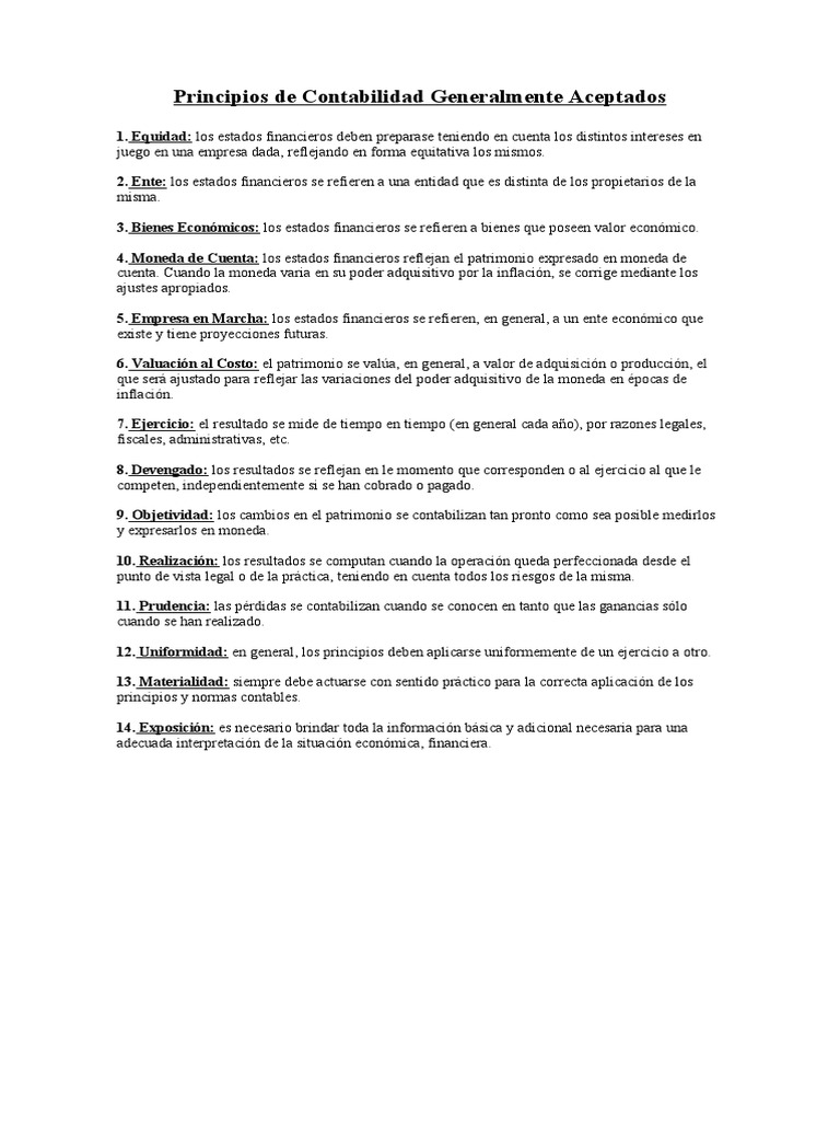 PCGA Principios de Contabilidad Generalmente Aceptados | PDF | Dinero ...