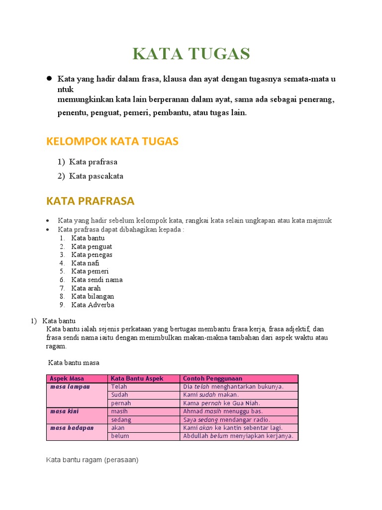Nota KATA TUGAS | PDF