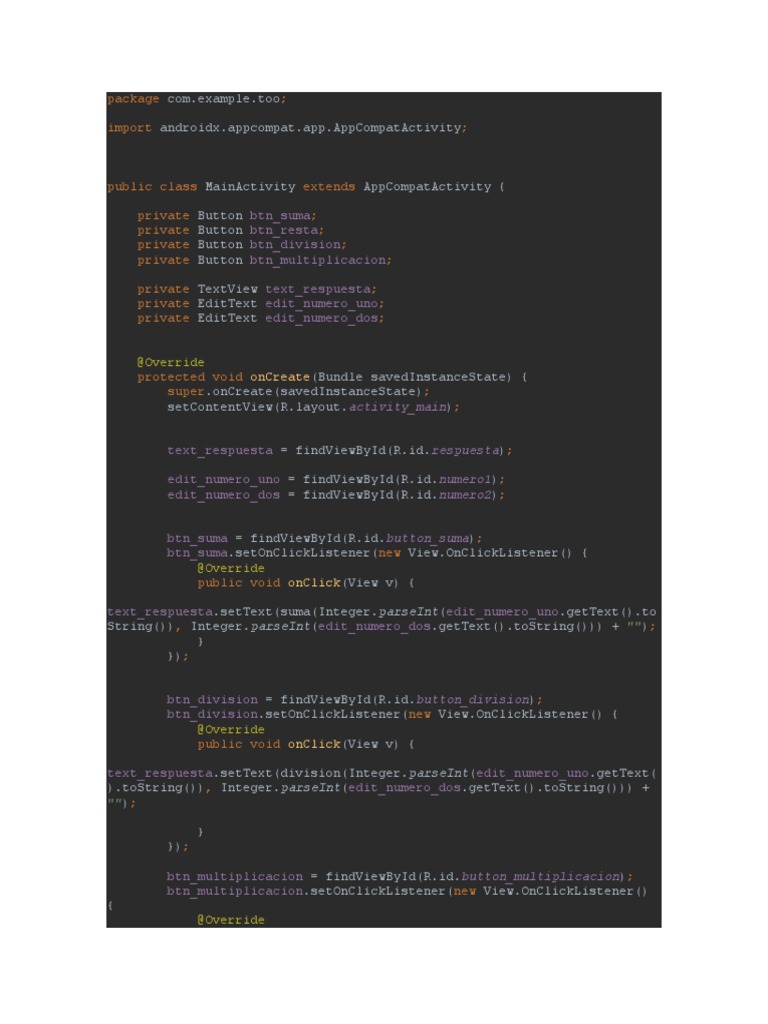 Codigos para Hacer Un Calculadora en Android Estudio | PDF