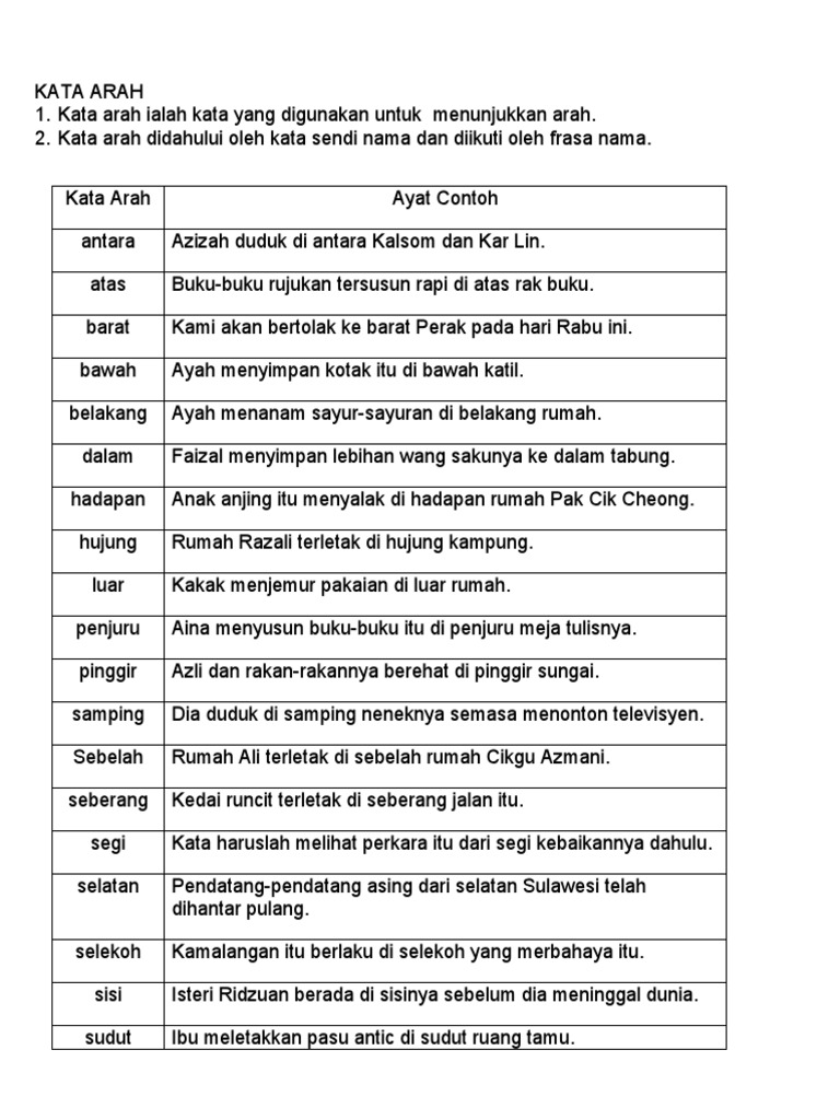 Kata Arah | PDF