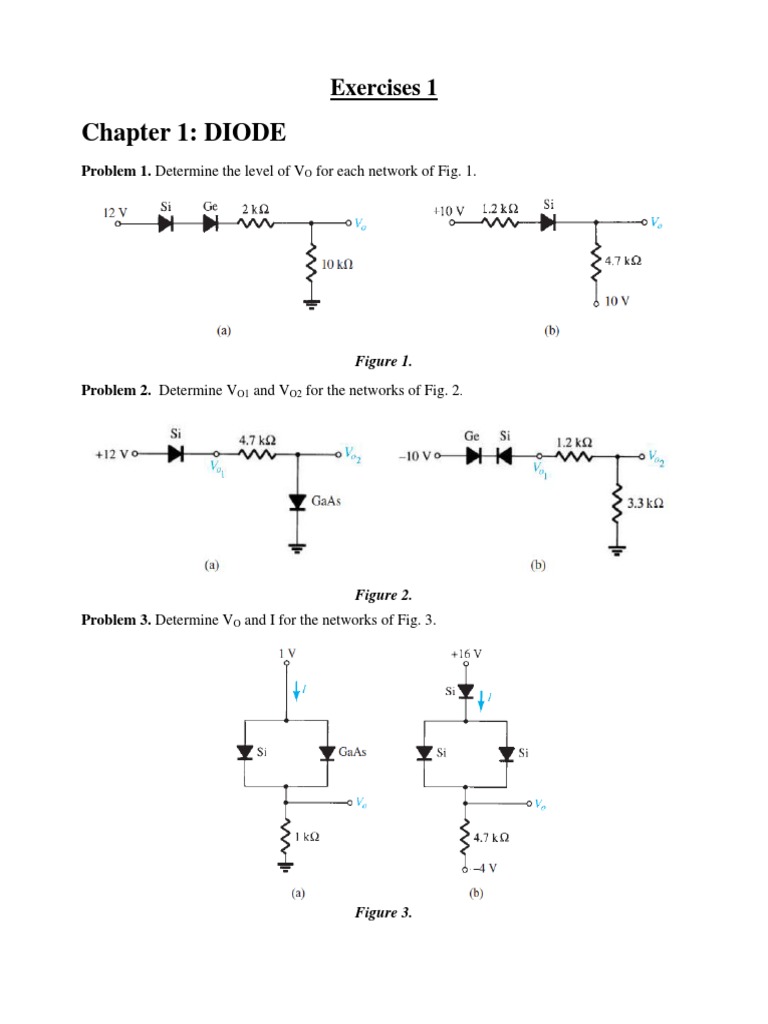 Chapter 1: DIODE: Exercises 1 | PDF
