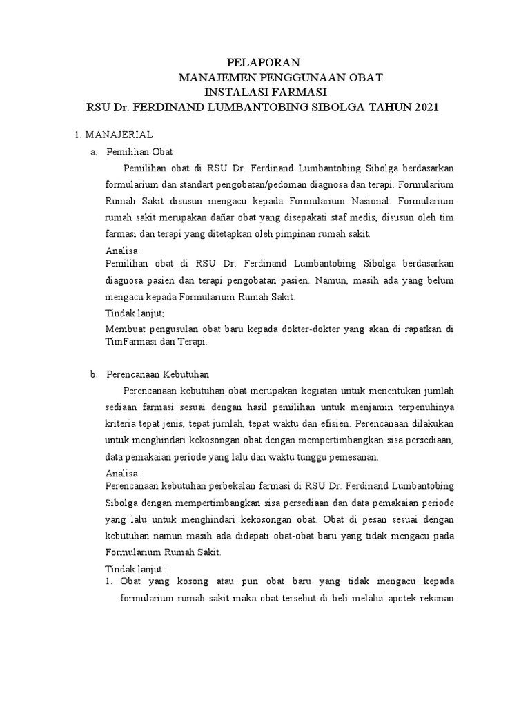 Pelaporan Manajemen Penggunaan Obat | PDF | Kesehatan Holistik | Sains & Matematika