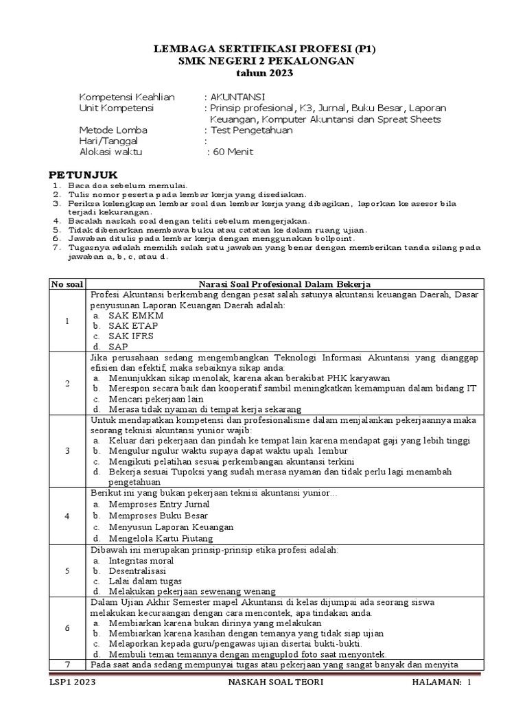 SOAL TEORI-lsp-23 | PDF
