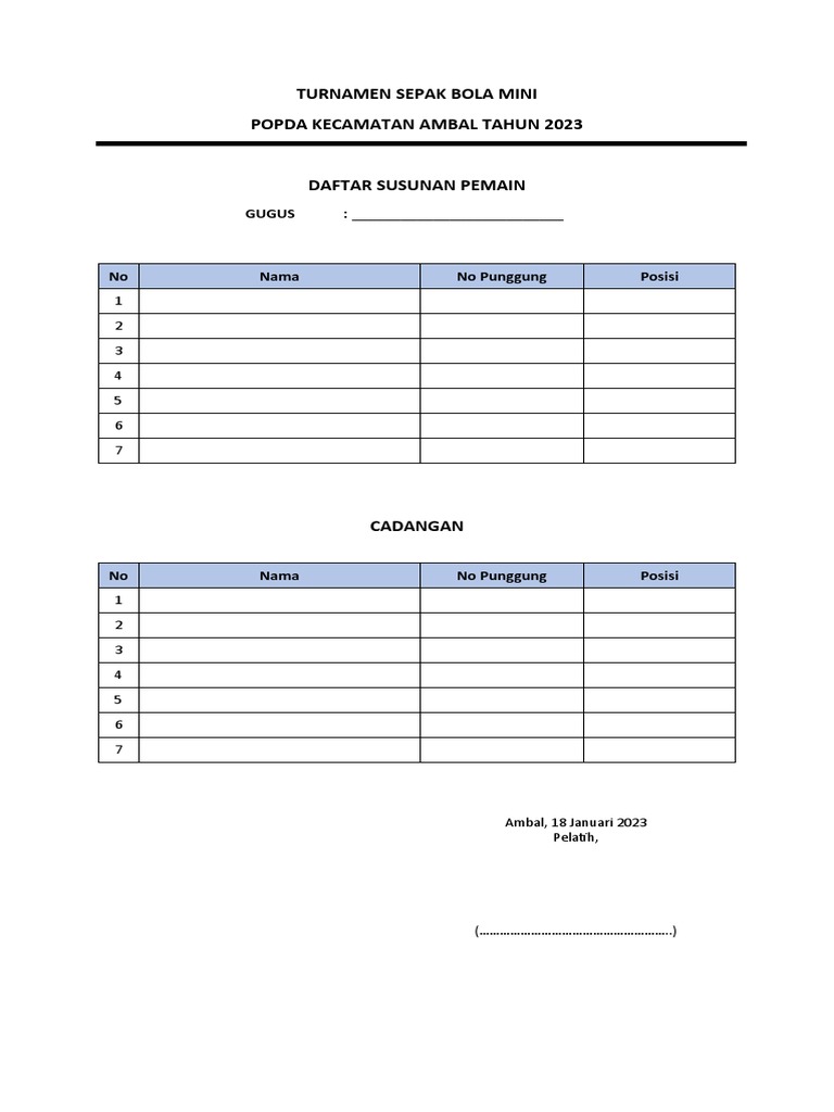 DSP Dan Kartu Pergantian Pemain | PDF