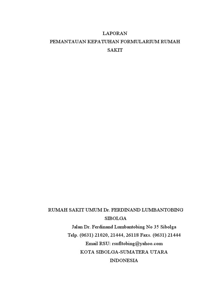 Bukti Laporan Pemantauan Kepatuhan Formularium Rumah Sakit Pdf