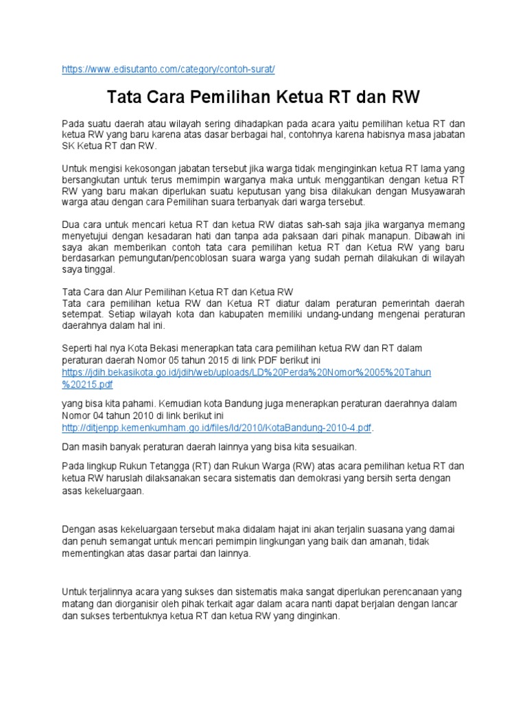 Tata Cara Pemilihan Ketua RT Dan RW | PDF