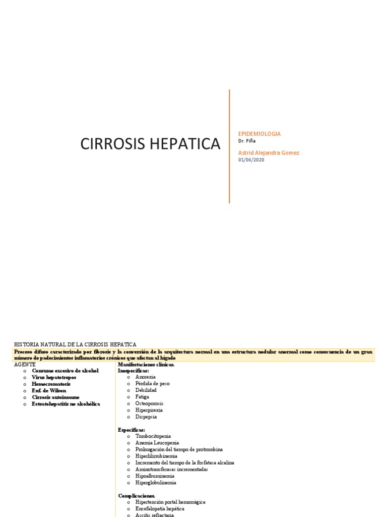 Historia Natural de La Enfermedad de Cirrosis Hepatica | PDF | Cirrosis ...