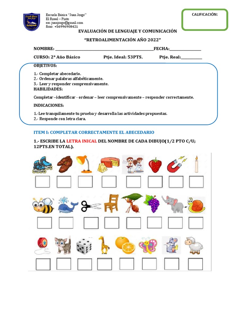 Evaluación de Lenguaje y Comunicación | PDF