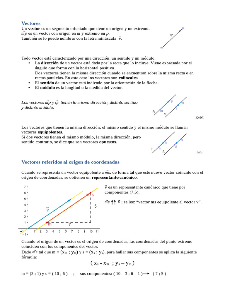 VECTORES | Descargar gratis PDF | Vector Euclidiano | Álgebra lineal