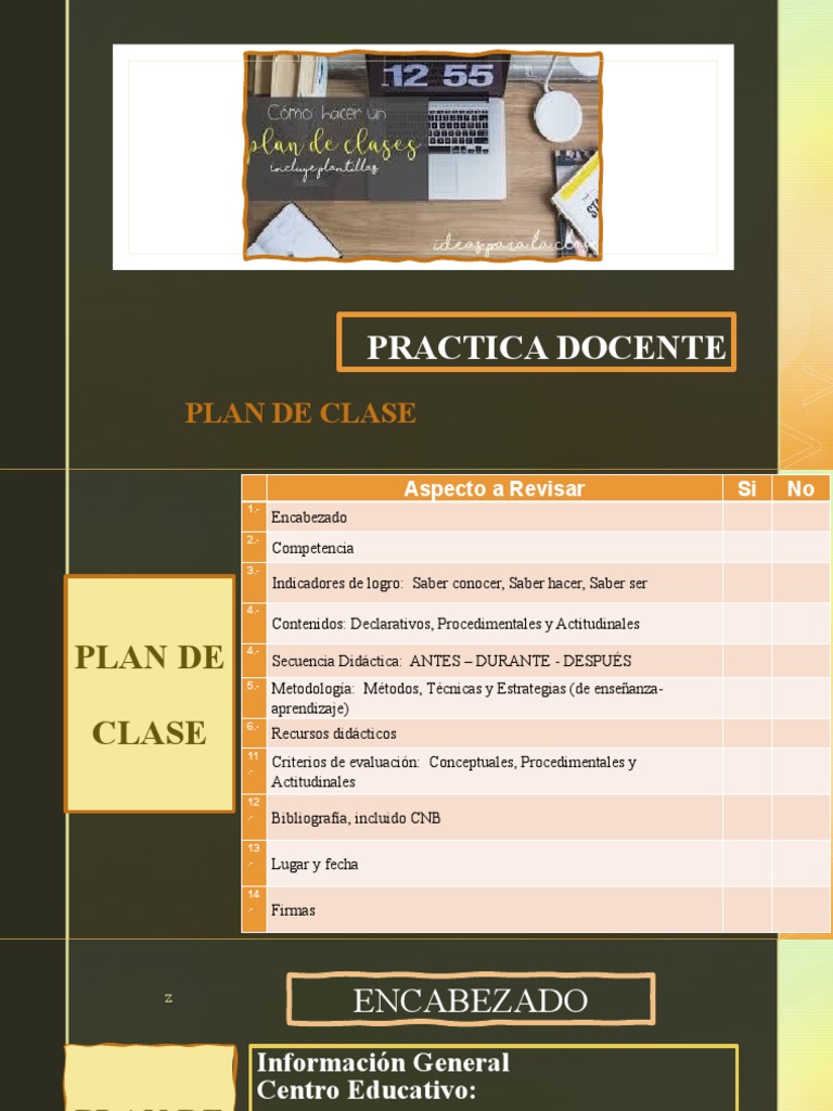 Plan de Clase | PDF | Evaluación | Aprendizaje
