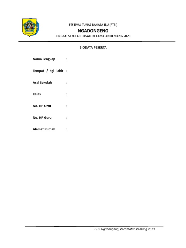 Form Biodata Lomba Ipa 2023 | PDF