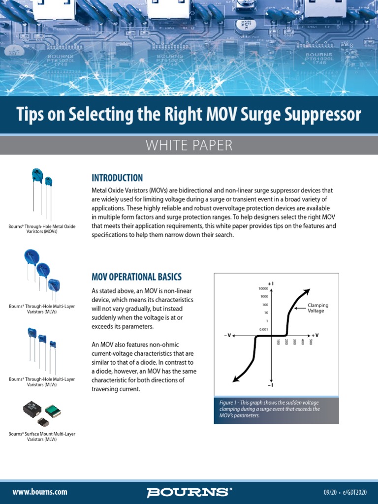 Bourns Tips On Selecting The Right Mov Surge Suppressor White Paper ...