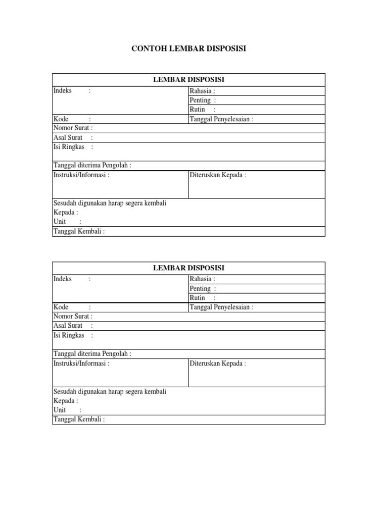 Contoh Lembar Disposisi | PDF