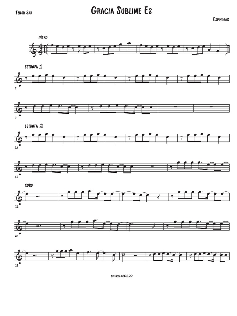Gracias Sublime Es - Tenor Sax | PDF