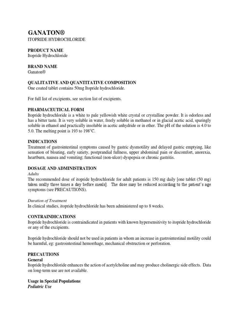 Ganaton SPC | PDF | Gastroesophageal Reflux Disease | Drugs