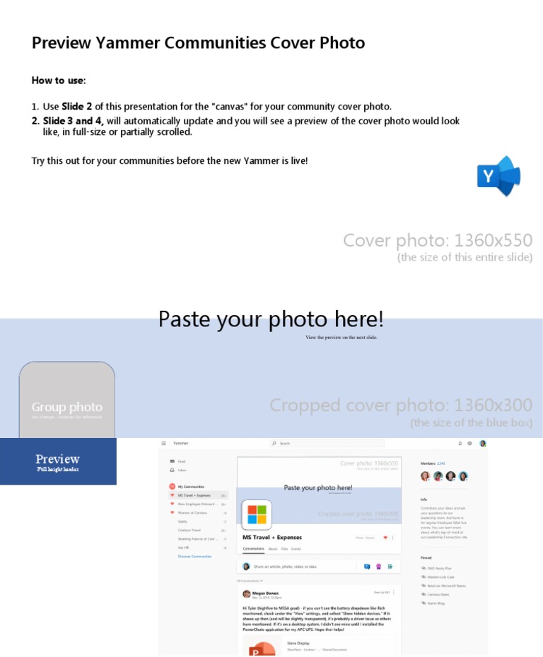 Preview Yammer Communities Cover Photo: How To Use | PDF