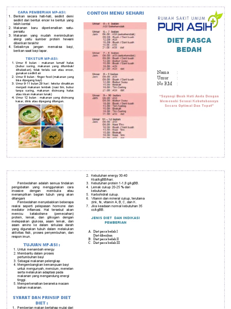 Menu Diet Pasca Bedah untuk Bayi | PDF